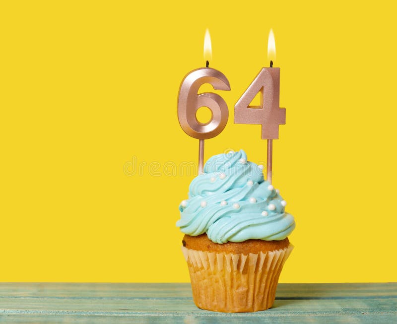 Birthday Cake with Candle Number 64 Stock Photo - Image of chips, board ...