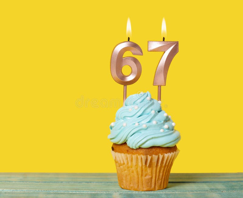 Birthday Cake with Candle Number 67 Stock Photo - Image of food ...
