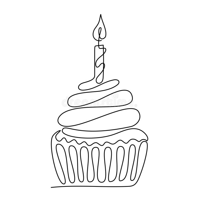 One Line Drawing Birthday Cake Stock Illustrations – 435 One Line ...