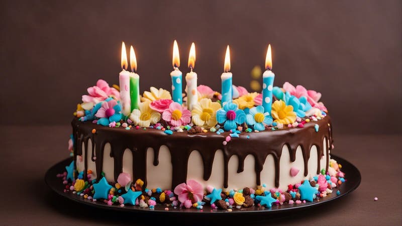 Birthday Cake with Candles a Celebration Birthday Cake with Lots of ... Birthday Cake with Candles a Celebration Birthday Cake with Lots of ...
