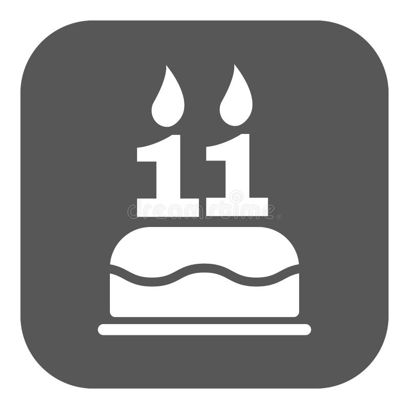 The Birthday Cake with Candles in the Form of Number 11 Icon. Birthday ...