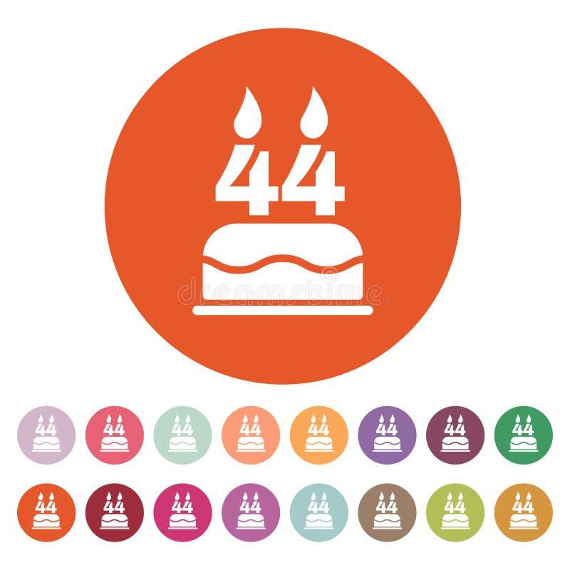 The Birthday Cake with Candles in the Form of Number 44 Icon. Birthday ...