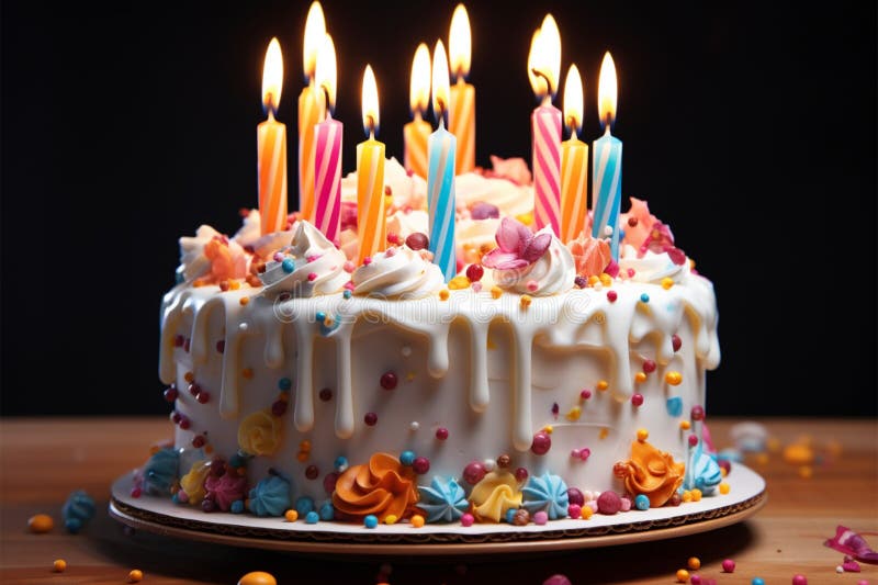 Birthday Cake with Candles Birthday Party Stock Illustration ...