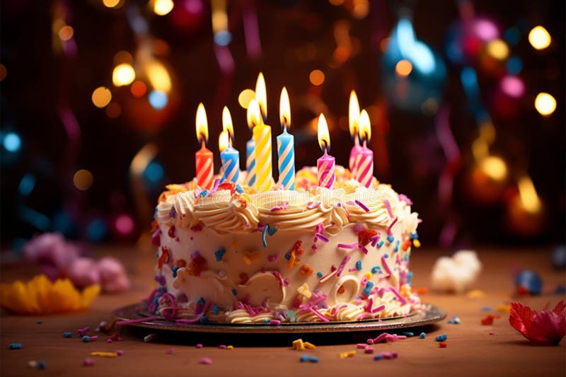 Birthday Cake with Candles Birthday Party Stock Illustration ...