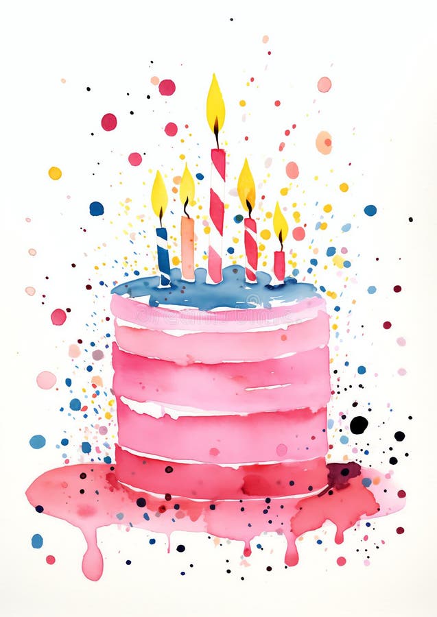 Birthday Cake for Birthday Card Celebration with Dots and Dashes Stock ...