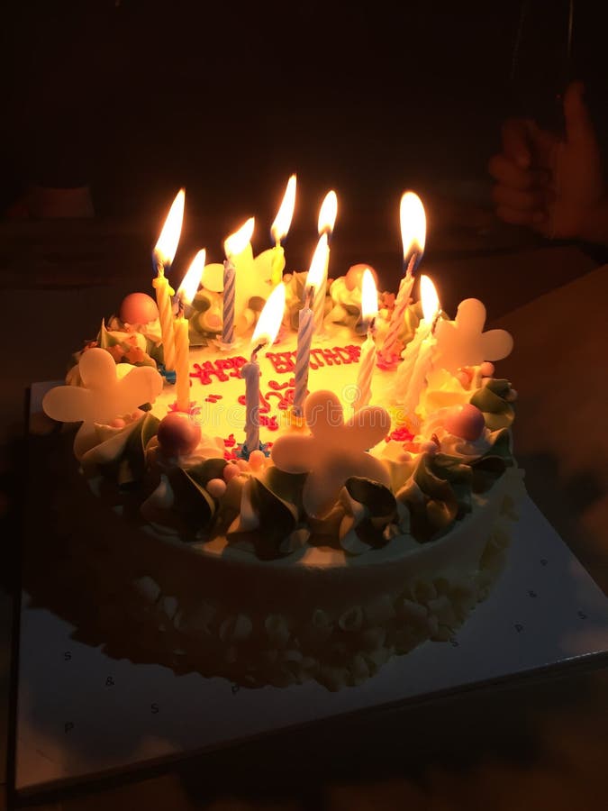 Birthday Cake Light in the Dark Stock Image - Image of birthday ...