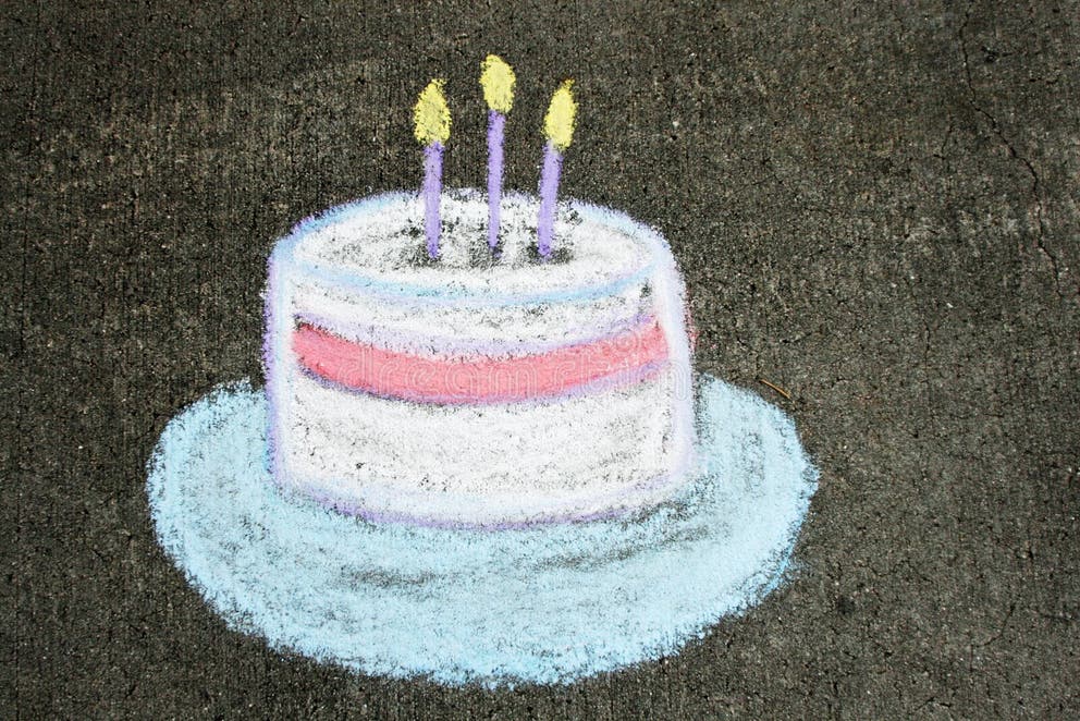 Birthday Cake in chalk stock image. Image of aqua, happy - 1924667