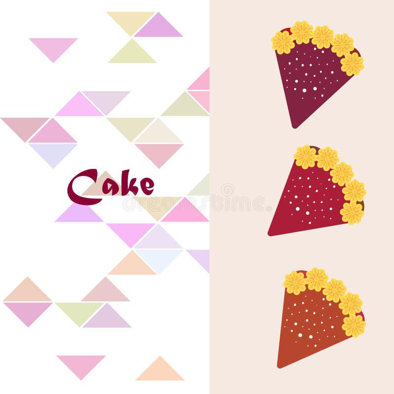 Birthday Cake and Chocolate Cake, Cut Slice. Vector Illustration Stock ...