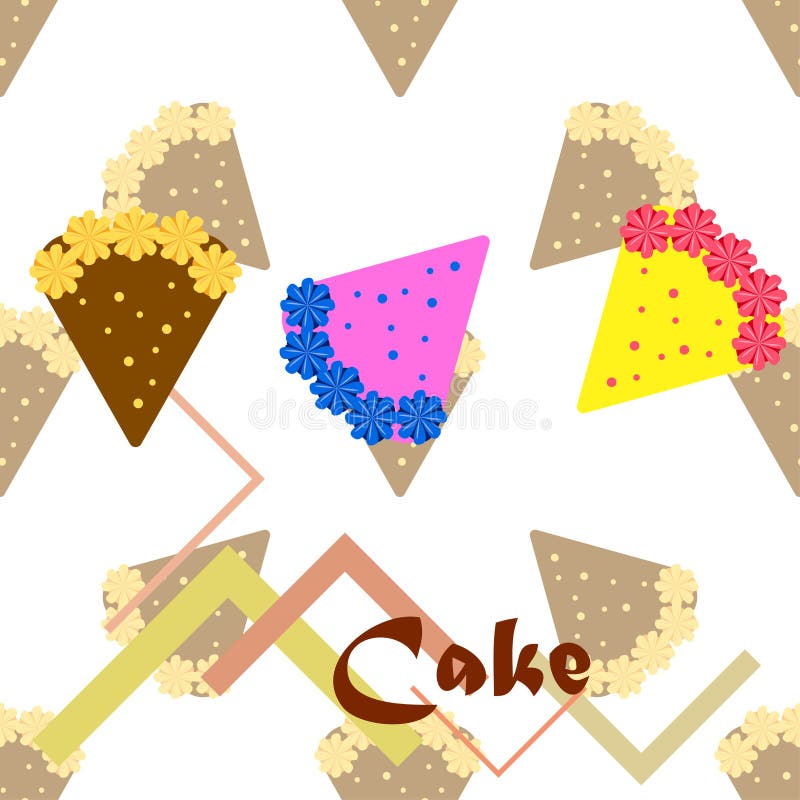 Birthday Cake and Chocolate Cake, Cut Slice. Vector Illustration Stock ...