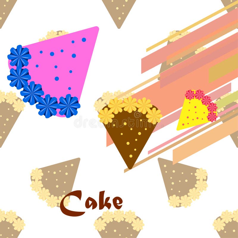 Birthday Cake and Chocolate Cake, Cut Slice. Vector Illustration Stock ...