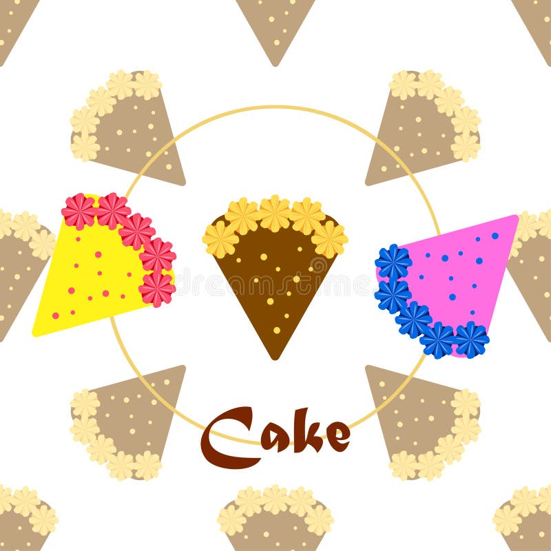 Birthday Cake and Chocolate Cake, Cut Slice. Vector Illustration Stock ...