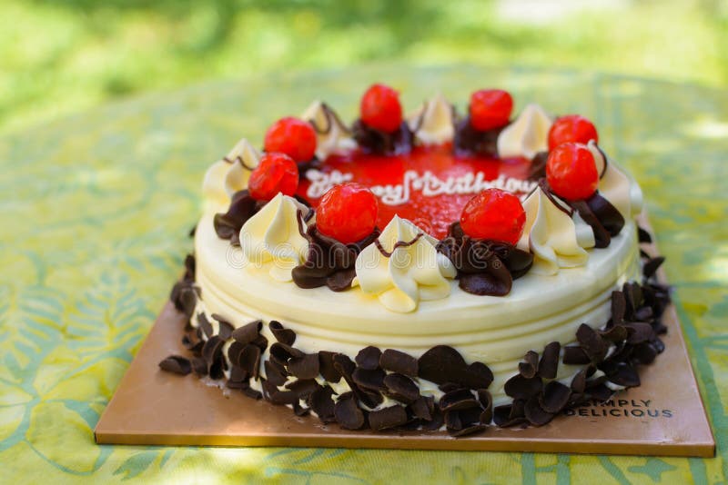 Birthday Chocolate Cake with Strawberry Jam. Stock Image - Image of ...