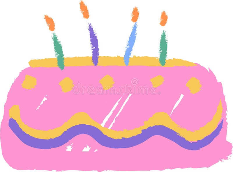 Birthday Cake Crayon Hand Drawn Stock Vector - Illustration of abstract ...
