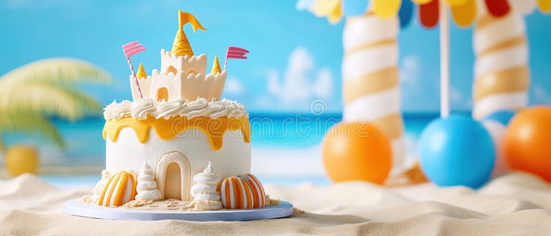 Happy Birthday Beach Cake Stock Illustrations – 201 Happy Birthday ...