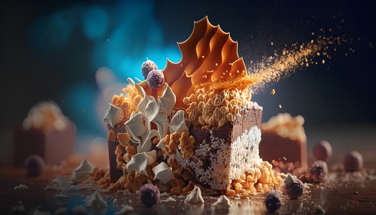 Birthday Cake with Explosion and Confetti. 3d Rendering Stock ...