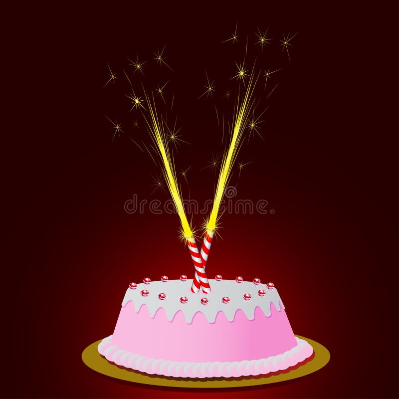 Birthday cake with flares stock vector. Illustration of plate - 11641614