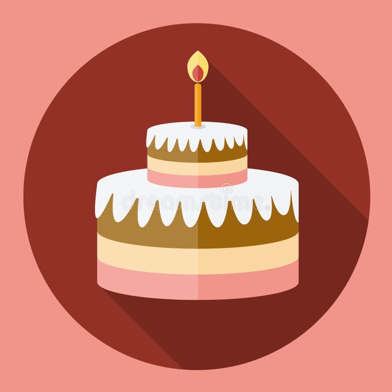 Birthday Cake Flat Icon with Long Shadow Stock Vector - Illustration of ...
