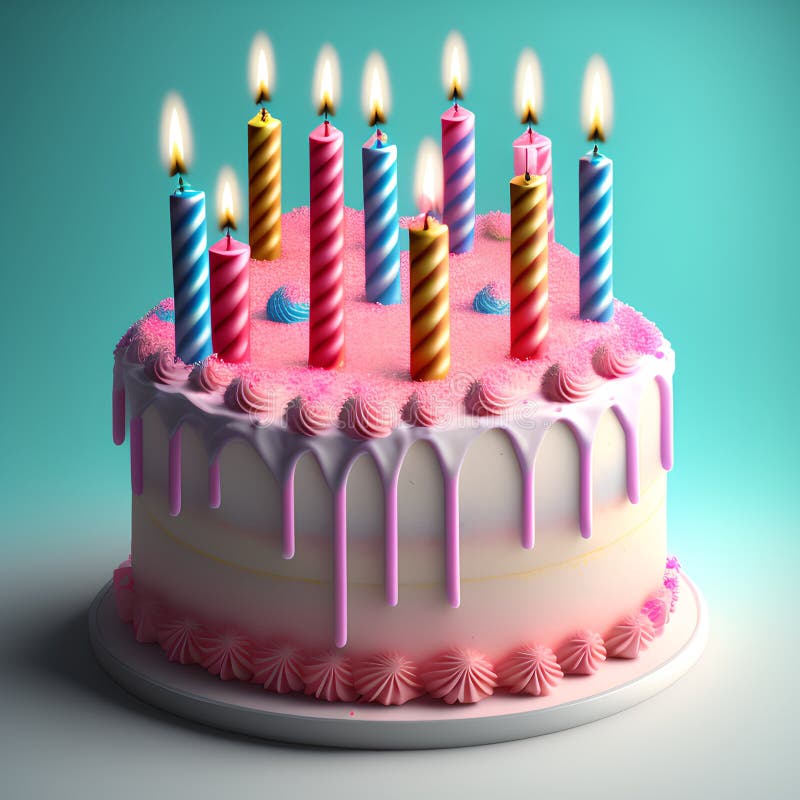 Birthday Cake, Generative AI Illustration Stock Illustration ...