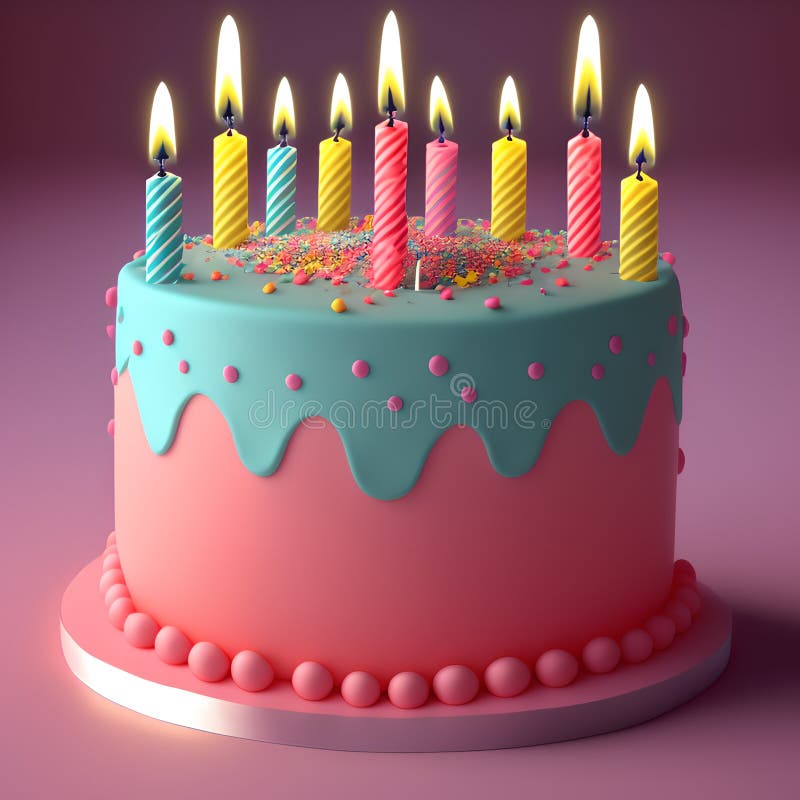 Birthday Cake, Generative AI Illustration Stock Photo - Image of ...