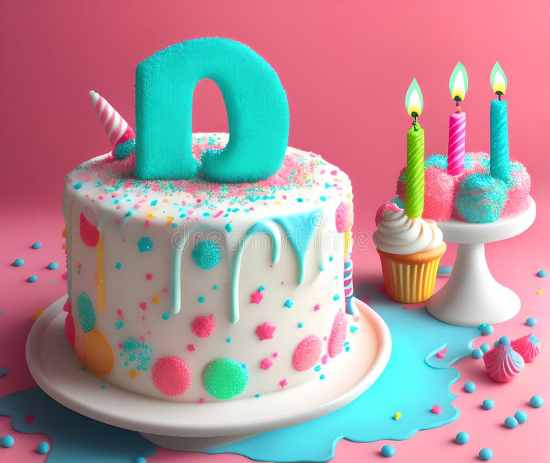 Birthday Cake, Generative AI Illustration Stock Photo - Image of ...