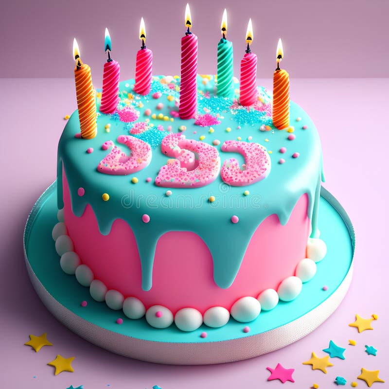 Birthday Cake, Generative AI Illustration Stock Illustration ...