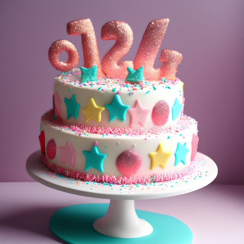 Birthday Cake, Generative AI Illustration Stock Image - Image of ...