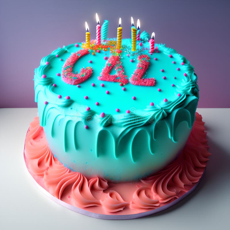 Birthday Cake, Generative AI Illustration Stock Photo - Image of ...