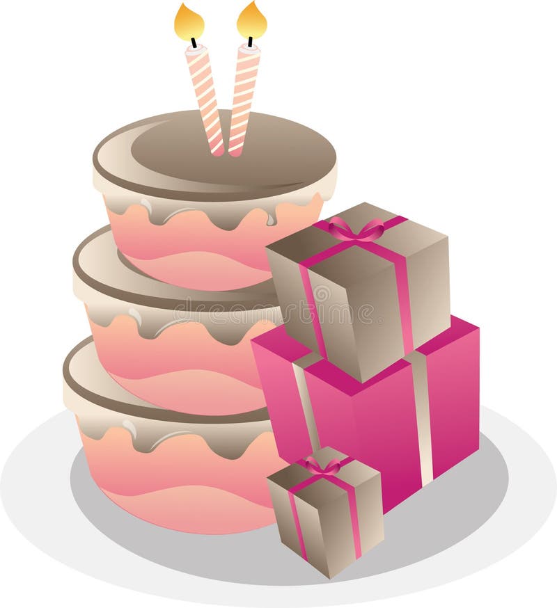Birthday Cake and Gift Boxes. Stock Vector - Illustration of cake ...