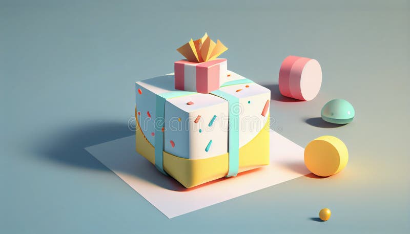 Birthday Celebration Gift Shaped Cake, Candlelight. Generative AI ...