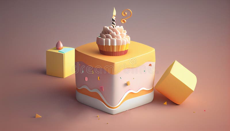 Birthday Celebration Gift Shaped Cake, Candlelight. Generative AI ...