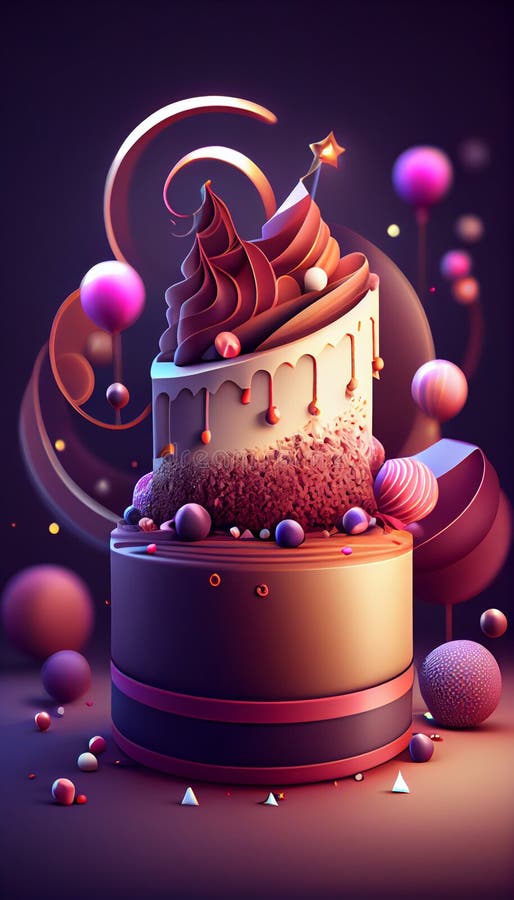 Birthday Celebration Gift Shaped Cake, Candlelight. Generative AI ...