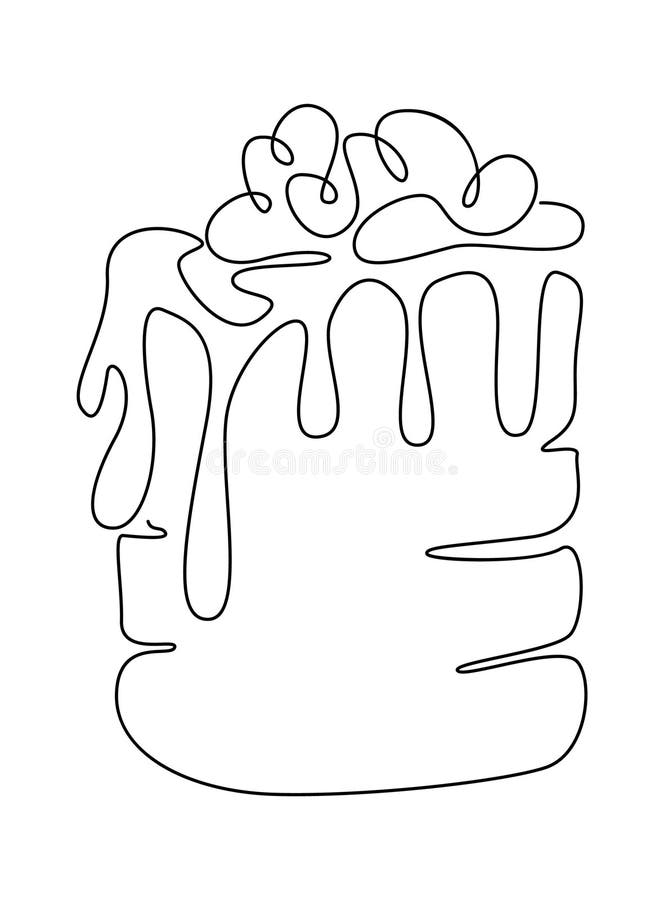 Birthday Cake Line Art Dessert Stock Vector - Illustration of cake ...