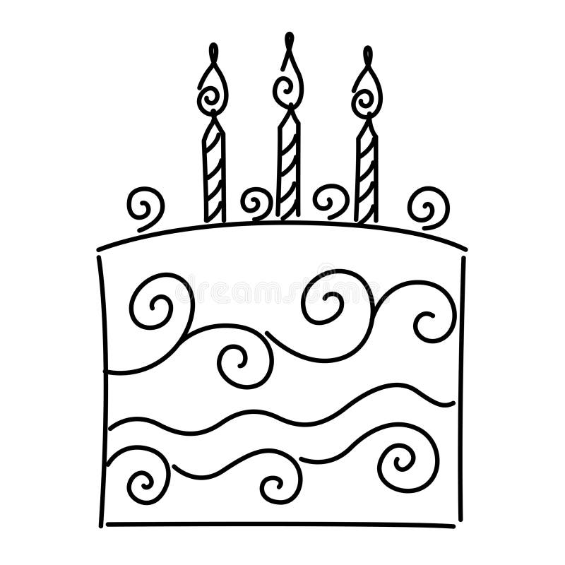 Birthday cake line drawing stock illustration. Illustration of cream ...