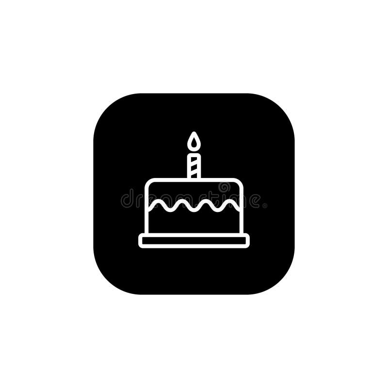 Birthday Cake Line Icon Vector Isolated on Square Background Stock ...