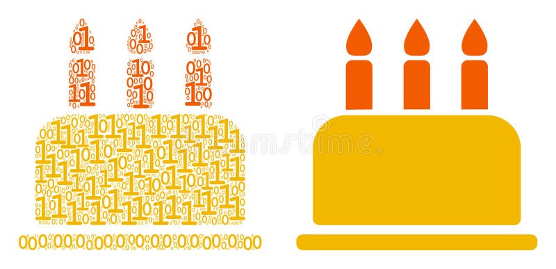 Birthday Cake Mosaic of Binary Digits Stock Vector - Illustration of ...