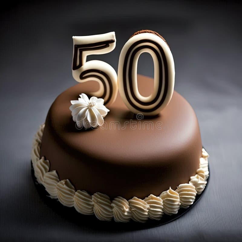 Golden Milestone: a Delectable 50th Birthday Cake.Generative AI Stock ...