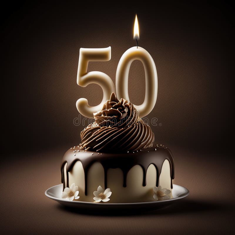 Golden Milestone: a Delectable 50th Birthday Cake.Generative AI Stock ...