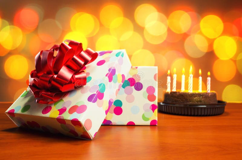 Birthday cake and presents stock image. Image of colorful - 68931073