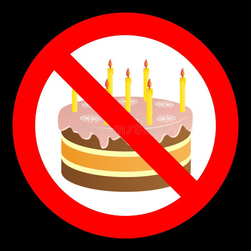 Birthday Cake in Prohibiting Signs on a Dark Background. Stock ...