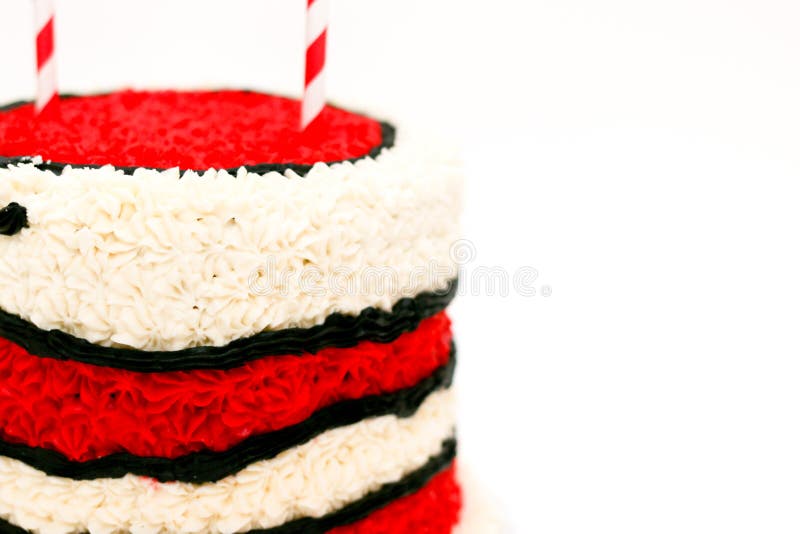 Birthday Cake with Red and White Icing Stock Photo - Image of event ...