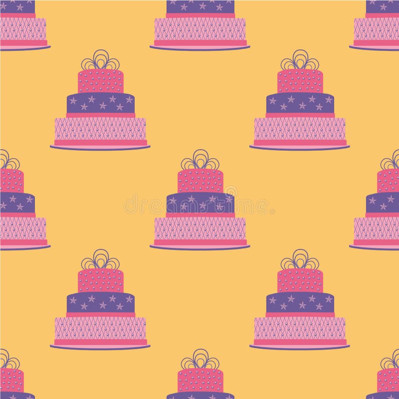 Birthday Cake Seamless Pattern. Stock Vector - Illustration of biscuit ...