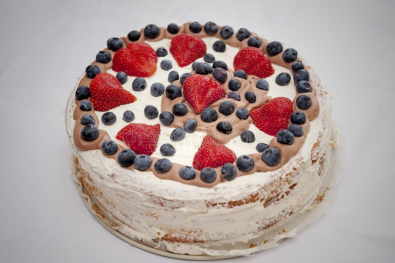 Birthday Cake in the Shape of a Circle Stock Photo - Image of luxury ...