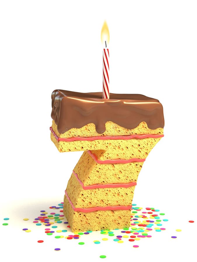 Number Seven Shape Birthday Cake Stock Illustration - Illustration of ...