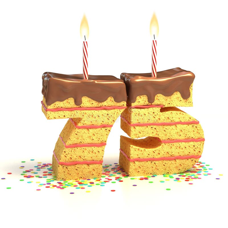Birthday Cake in a Shape of Number 75 Stock Illustration - Illustration ...