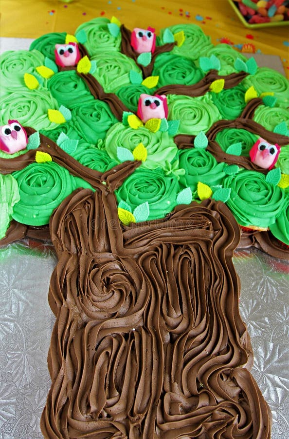 Cupcake Tree Icing with Owlets Stock Photo - Image of brown, icing ...