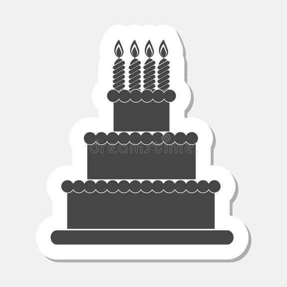 Birthday cake sticker stock vector. Illustration of decoration - 83500786