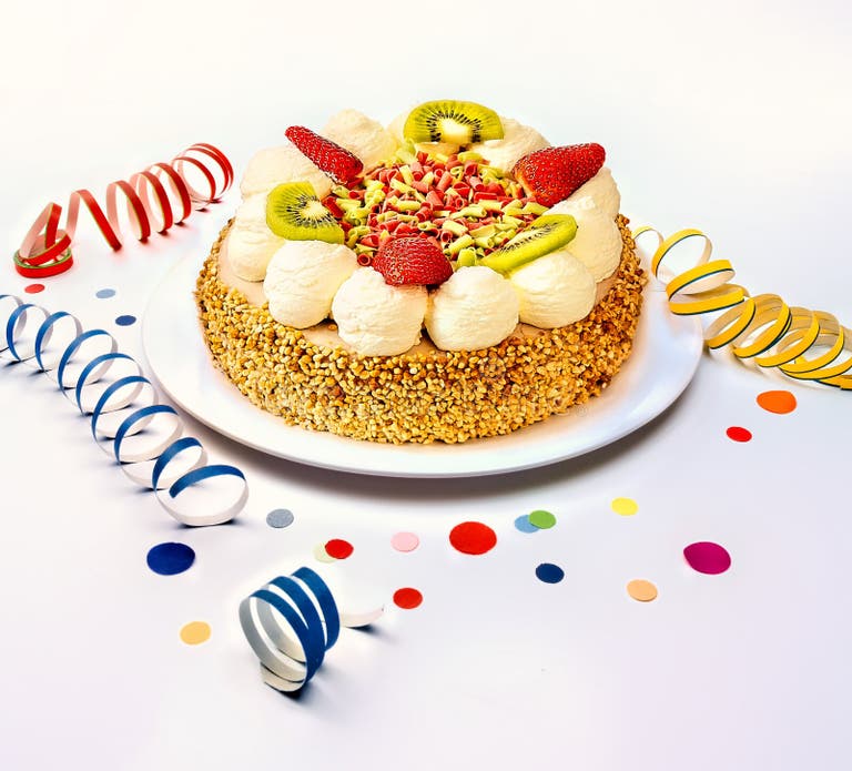 Birthday Cake in a Studio Setting, Isolated on White Stock Image ...