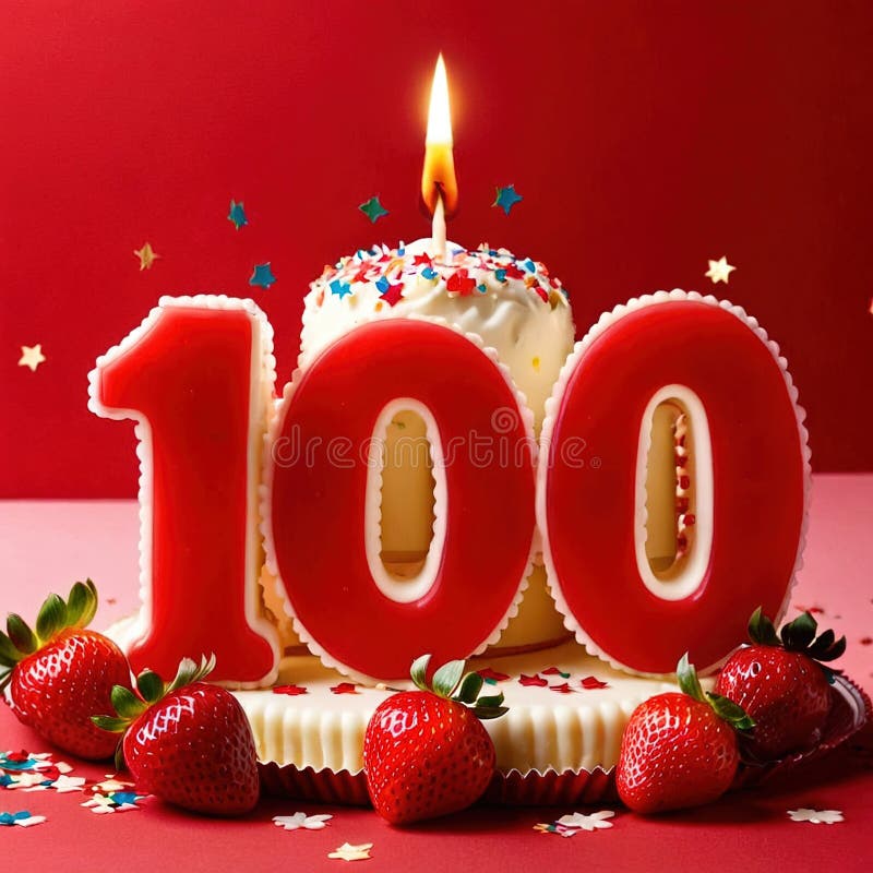 Birthday Cake with Text Writing of 100 Stock Illustration ...