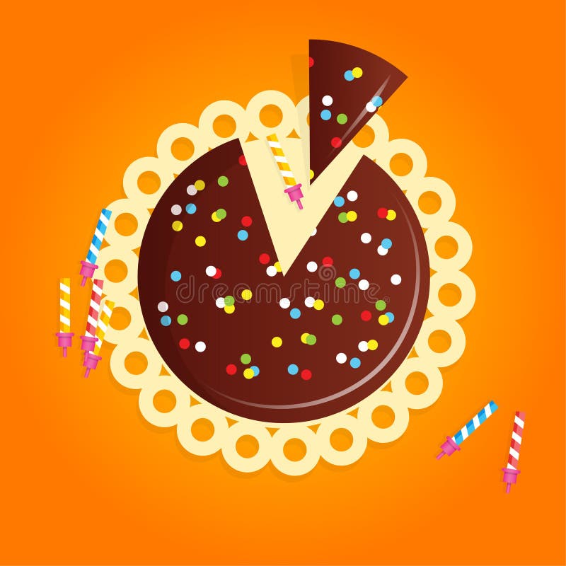 Birthday cake top view stock vector. Illustration of orange - 239413272