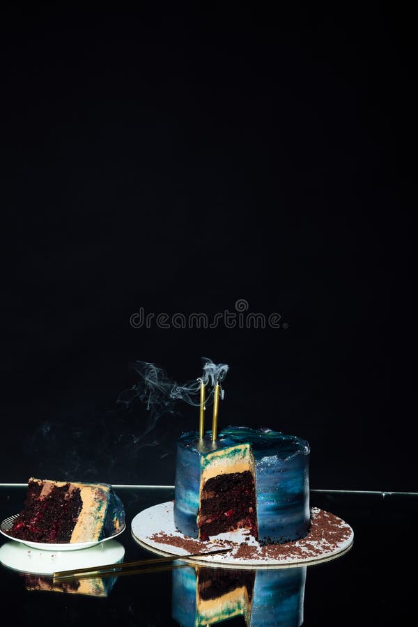Birthday Cake Cake Two Candles Dessert Sweets Stock Photo - Image of ...